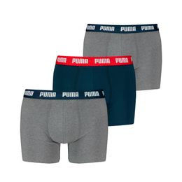 Boxershorts Puma "Puma MEN EVERYDAY BOXERS 3P", Damen, Gr. XL, bunt (grau, blau), Obermaterial: 95% Baumwolle, 5% Elasthan, eng, Unterhosen, mit Komfortbund