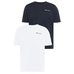 T-Shirt Champion, Herren, Gr. L (50), blau (marine, wei&szlig;), Obermaterial: 100% Baumwolle, Basic h&uuml;ftlang, Rundhals, Shirts T-Shirt