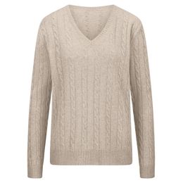 Peter Hahn - V-Pullover, beige, Gr. 46 / L - Kaschmir