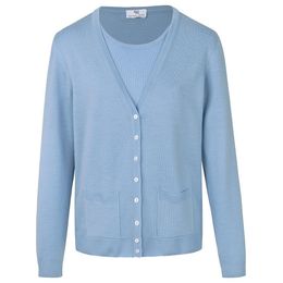 Peter Hahn - Twinset aus 100% Schurwolle-Pure Tasmanian Wool, blau, Gr. 40 / M - Schurwolle