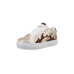 Ital-Design Sneaker Damen Gr&ouml;&szlig;e 38 braun / brokat / gold