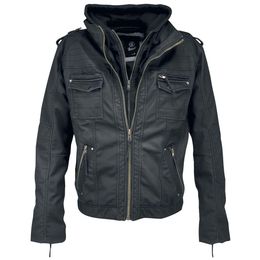 Brandit Black Rock Kunstlederjacke schwarz in M 3119/2