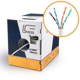 ICE Cable - Cat.6A Kabel, 550MHz, UTP, 23AWG, SBC, 305m Spule, Farbe: blau