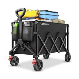 TecTake&reg; Bollerwagen, faltbar, abnehmbare Plane aus Oxford-Gewebe mit 3 Netztaschen und Rei&szlig;verschlussfach, inklusive Einlegeboden, Belastbarkeit 80 kg
