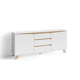 ByLiving Sideboard VALENTIN, Breite 180 cm, wei&szlig;/Artisan Eiche (Eiche-Optik)