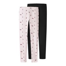 name it Leggings 'NKFVivian' M&auml;dchen Gr&ouml;&szlig;e 98/104 rosa / burgunder / schwarz