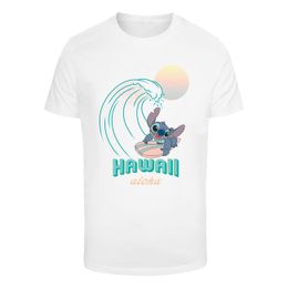T-Shirt Merchcode "Merchcode Lilo & Stitch Aloha Hawai Tee", Damen, Gr. L, wei&szlig;, 100% Baumwolle, bedruckt, normal, Rundhals, Shirts T-Shirt