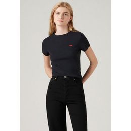 Levi's T-Shirt LEVI'S "ESSENTIAL SPORTY TEE", Damen, Gr. XS (34), schwarz (caviar), Feinripp, Obermaterial: 96% Baumwolle, 4% Elasthan, figurbetont taillenlang, Rundhals, Shirts T-Shirt, Feinripp- Qualit&auml;t