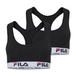Bustier Fila "WOMAN BUSTIER", Damen, Gr. M, N-Gr, schwarz, Obermaterial: 95% Baumwolle, 5% Elasthan, unifarben, BHs Bustier, ohne Polsterung und ohne B&uuml;gel, Racerbackr&uuml;cken