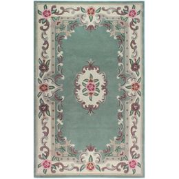 Wollteppich FLAIR RUGS "Aubusson", gr&uuml;n, B:150cm H:10mm L:240cm, Wolle, Teppiche, Wolle, Teppich, Wohnzimmer, Schlafzimmer, Esszimmer