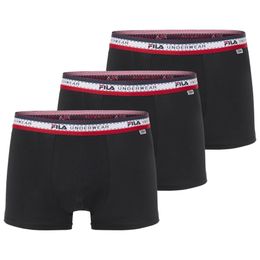 Boxershorts Fila "MAN BOXER SHORTS", Damen, Gr. S, schwarz, Obermaterial: 95% Baumwolle, 5% Elasthan, bedruckt, unifarben mit Farbeinsatz, k&ouml;rpernah, Unterhosen, elastischer Logo-Webbund, ohne Eingriff
