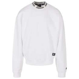 Damen Rundhalspullover "Starter Black Label Herren Starter Jaquard Rib Crewneck"wei&szlig;, Gr. L, STARTER Black Label, unifarben, 65% Baumwolle, 35%
