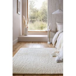 Wollteppich FLAIR RUGS "Harris Boucle", elfenbeinfar, B:200cm H:12mm L:290cm, Wolle, Teppiche, handgefertigt