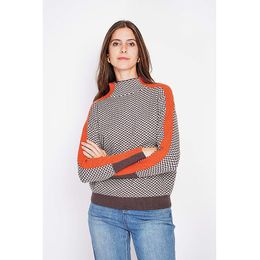 C& Jo Pullover in Braun/ Wei&szlig;/ Rot - 70% | Gr&ouml;&szlig;e 40 | Damen-pullover-cardigans