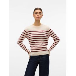 Only Pullover in Creme/ Bordeaux - 60% | Gr&ouml;&szlig;e S | Damen-pullover-cardigans
