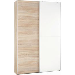 Livetastic Schwebet&uuml;renschrank, Wei&szlig;, Sonoma Eiche, Holzwerkstoff, 6 F&auml;cher, 125x195.5x38 cm, Schlafzimmer, Kleiderschr&auml;nke, Schwebet&uuml;renschr&auml;nke