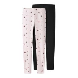 name it Leggings 'NKFVivian' M&auml;dchen Gr&ouml;&szlig;e 98/104 rosa / burgunder / schwarz