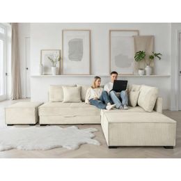 Home Affaire Ecksofa inkl. Bettfunktion, Bettkasten, 3 Zierkissen, Boxspringbett 180x200 cm 100% Polyester