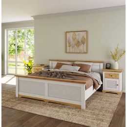 OTTO home Bett &raquo;Rauna, Landhausstil, edles Design mit Lamellen und Kassetten, 2 Farben&laquo; Breite/Belastbarkeit 180cm=220 KG, 90cm=120KG, FSC 