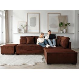 Home Affaire Ecksofa inkl. Bettfunktion, Bettkasten, 3 Zierkissen, Boxspringbett 180x200 cm 100% Polyester