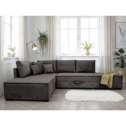 Home Affaire Ecksofa inkl. Bettfunktion, Bettkasten, 3 Zierkissen, Boxspringbett 180x200 cm 100% Polyester