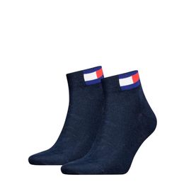Tommy Hilfiger Damen Kurzsocken &raquo;TH UNI TJ QUARTER 2P FLAG&laquo; 2 Paar, Verst&auml;rkte Ferse und Spitze f&uuml;r zus&auml;tzliche Strapazierf&auml;higkeit blau 39-42