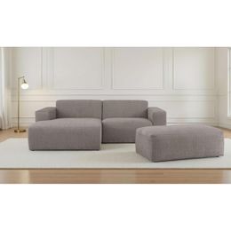 Inosign Ecksofa &raquo;Koa,228cm, L-Form, Modulsofa, Webstoff, Cord, Struktur, Chenille&laquo; Designsofa, Set, Hocker inklusive, weicher Lounge-Sitzkomfort 100% 