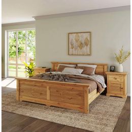 OTTO home Bett &raquo;Rauna, Landhausstil, edles Design mit Lamellen und Kassetten, 2 Farben&laquo; Breite/Belastbarkeit 180cm=220 KG, 90cm=120KG, FSC 