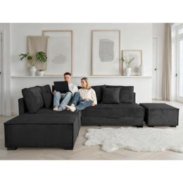 Home Affaire Ecksofa inkl. Bettfunktion, Bettkasten, 3 Zierkissen, Boxspringbett 180x200 cm 100% Polyester