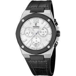 Festina Herren Chronograph &raquo;Vallee&laquo; Quarzuhr, Armbanduhr, Herrenuhr, Swiss Made, Lederarmband, analog, Tag