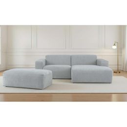 Inosign Ecksofa &raquo;Koa,228cm, L-Form, Modulsofa, Webstoff, Cord, Struktur, Chenille&laquo; Designsofa, Set, Hocker inklusive, weicher Lounge-Sitzkomfort 100% 