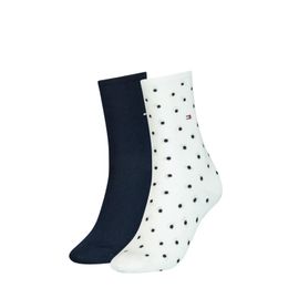 Tommy Hilfiger Damen Socken &raquo;TH WOMEN SOCK DOT 2P&laquo; 2 Paar, 2 Paar tlg. mit feinem Rippenb&uuml;ndchen und Logostickerei wei&szlig; 39-42