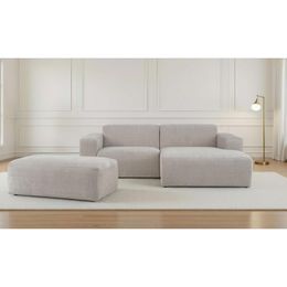 Inosign Ecksofa &raquo;Koa,228cm, L-Form, Modulsofa, Webstoff, Cord, Struktur, Chenille&laquo; Designsofa, Set, Hocker inklusive, weicher Lounge-Sitzkomfort 100% 