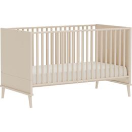 Paidi Babybett &raquo;EEFJE 70x140cm in Beige, umbaubares Kinderbett mit Massivholz&laquo; Gitterbett 4-fach h&ouml;henverstellbar, entnehmbare Sprossen, Juniorbett 