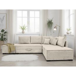 Home Affaire Ecksofa inkl. Bettfunktion, Bettkasten, 3 Zierkissen, Boxspringbett 180x200 cm 100% Polyester