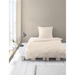 Bierbaum Bettw&auml;sche &raquo;Biber Uni&laquo; 3 Stk. Schlichtes Unidesign: Zeitlos und stilvoll f&uuml;r jedes Schlafzimmer beige Biber, Obermaterial: 100% Baumwolle