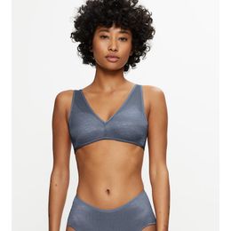 Triumph Damen B&uuml;gelloser BH &raquo;Signature Sheer P EX&laquo; Monogramm-T&uuml;ll und zarte Spitzendetails am R&uuml;cken blau 75, Cup B