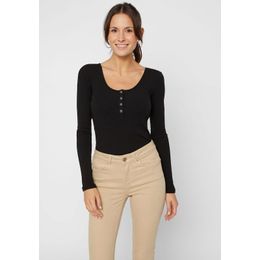 Pieces Damen Pieces Langarmshirt &raquo;PCKITTE LS TOP NOOS BC&laquo; Baumwollmischung, slim fit schwarz M