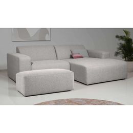 Inosign Ecksofa &raquo;Koa,228cm, L-Form, Modulsofa, Webstoff, Cord, Struktur, Chenille&laquo; Designsofa, Set, Hocker inklusive, weicher Lounge-Sitzkomfort grau 