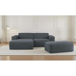 Inosign Ecksofa &raquo;Koa,228cm, L-Form, Modulsofa, Webstoff, Cord, Struktur, Chenille&laquo; Designsofa, Set, Hocker inklusive, weicher Lounge-Sitzkomfort 100% 