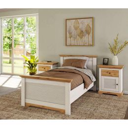 OTTO home Bett &raquo;Rauna, Landhausstil, edles Design mit Lamellen und Kassetten, 2 Farben&laquo; Breite/Belastbarkeit 180cm=220 KG, 90cm=120KG, FSC 