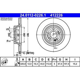 ATE Bremsscheibe 24.0112-0226.1 hinten rechts links voll 320mm f&uuml;r MERCEDES-BENZ 2474230312 A2474230312