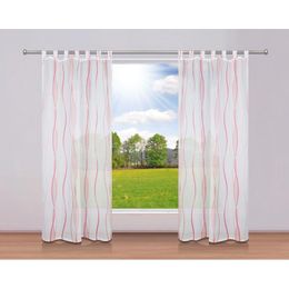 my home Gardine &raquo;DIMONA&laquo; Schlaufen 2 Stk. tlg. 2-er Set, Voile, Polyester, Wellen rosa Voile, Polyester