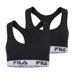 Fila Damen Bustier &raquo;WOMAN BUSTIER&laquo; 2er Pack, ohne Polsterung und ohne B&uuml;gel, Racerbackr&uuml;cken schwarz S, N-Gr