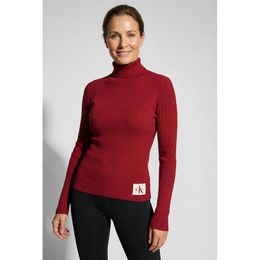 Calvin Klein Jeans Damen Rollkragenpullover Rippstrick, figurbetonte Passform, Markenlabel XXS (34)