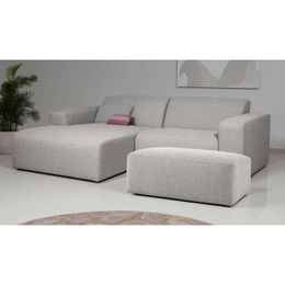 Inosign Ecksofa &raquo;Koa,228cm, L-Form, Modulsofa, Webstoff, Cord, Struktur, Chenille&laquo; Designsofa, Set, Hocker inklusive, weicher Lounge-Sitzkomfort grau 