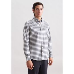 Seidensticker Herren Seidensticker Flanellhemd Slim 1/1 Button-Down-Kragen Karo L (41), normale &Auml;rmell&auml;ngen