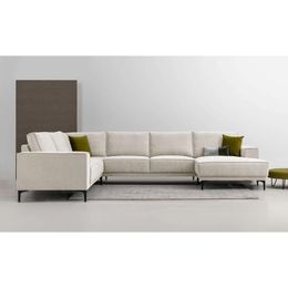 OTTO home Wohnlandschaft &raquo;OLAND U-Form, XXL, B: 342 cm, Skandi-Design&laquo; Skandi-Design in Struktur, Flachgewebe, Luxus-Microfaser, Boucle braun 100% 