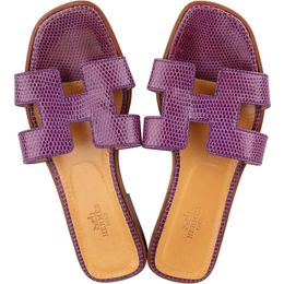 Herm&egrave;s Herm&egrave;s Sandalen - Hermes Purple Lizard Oran Sandals (36) - Gr. ONE_SIZE - in Orange - f&uuml;r Damen