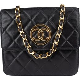 Chanel Crossbody Bags - Chanel Quilted Lambskin 24K Gold Single Flap Cross - Gr. unisize - in Schwarz - f&uuml;r Damen